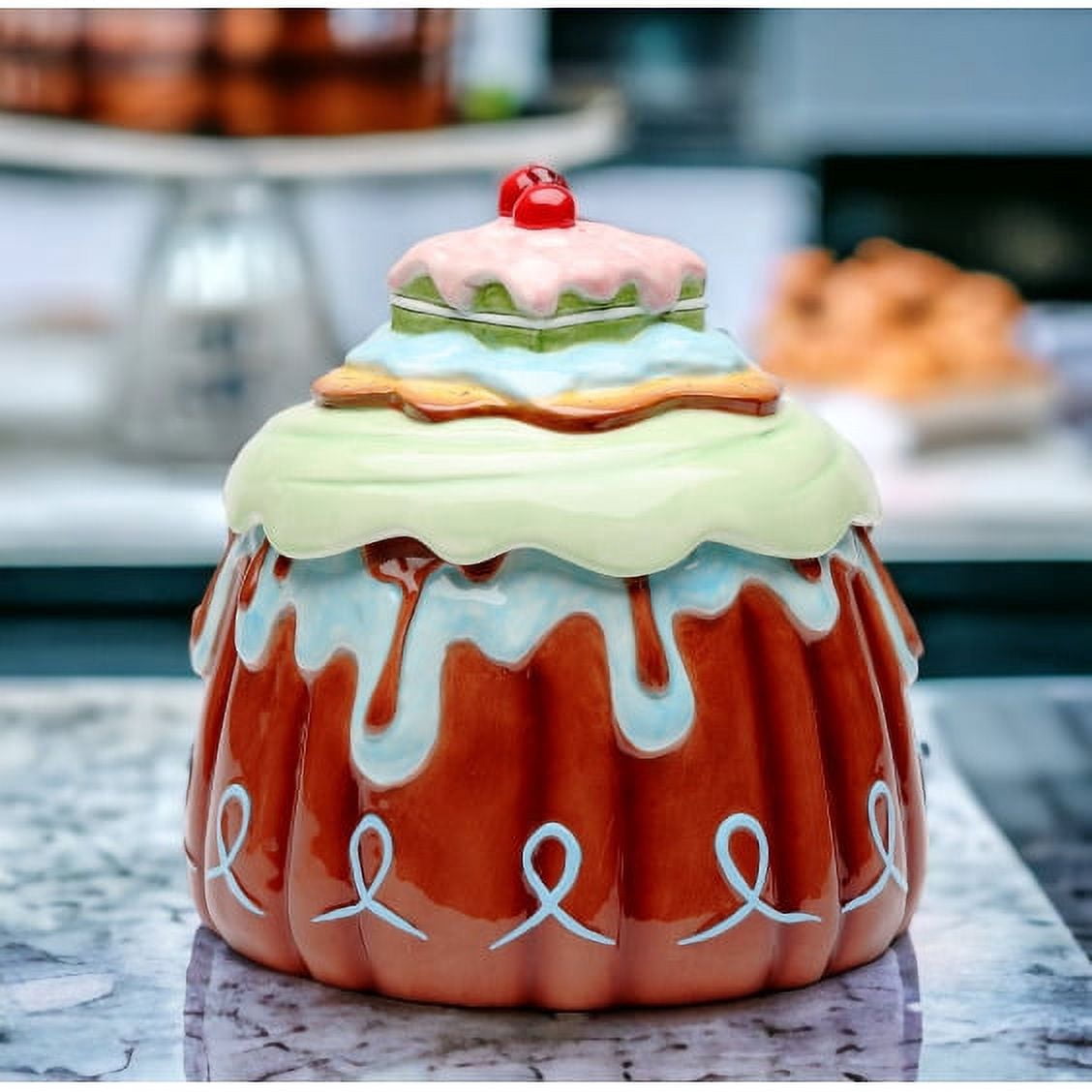 Beautiful Hand Painted Ceramic Cake Cookie Jar, Kitchen Decor, Home ...