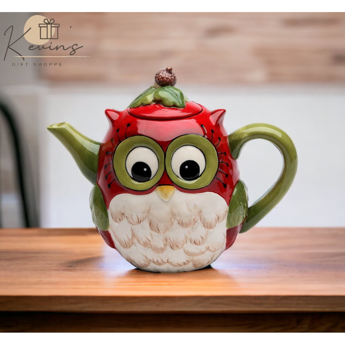 kevinsgiftshoppe Hand Painted Ceramic Owl Teapot, 24 oz, 7.5 in ...