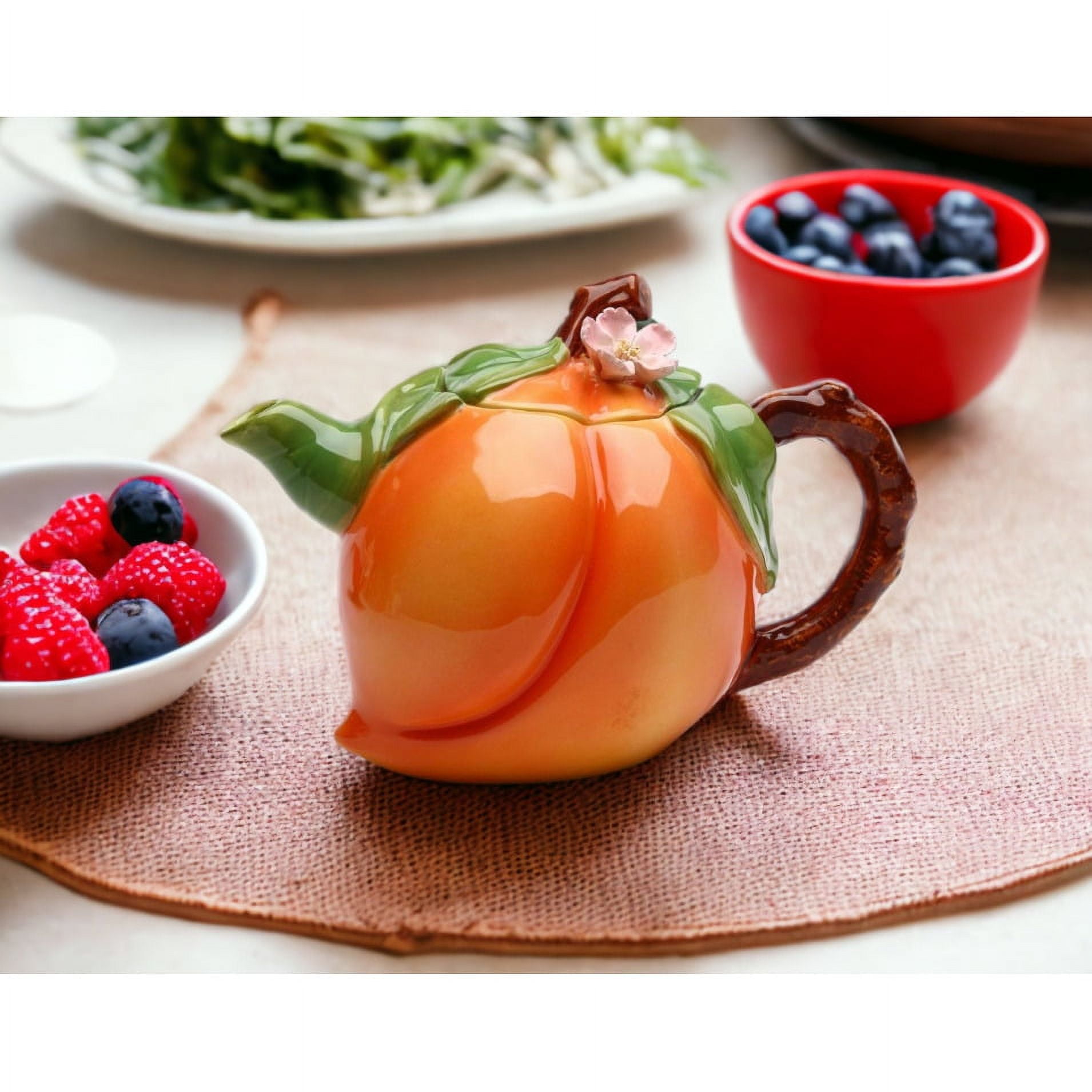 Hand Painted Ceramic Peach Teapot 12oz Farmhouse Kitchen Mom - Walmart.com