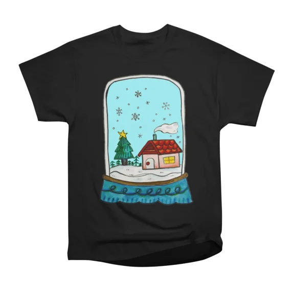 Hand Painted Cozy House Snowglobe T-Shirt Tee Gift For Him Merch For ...