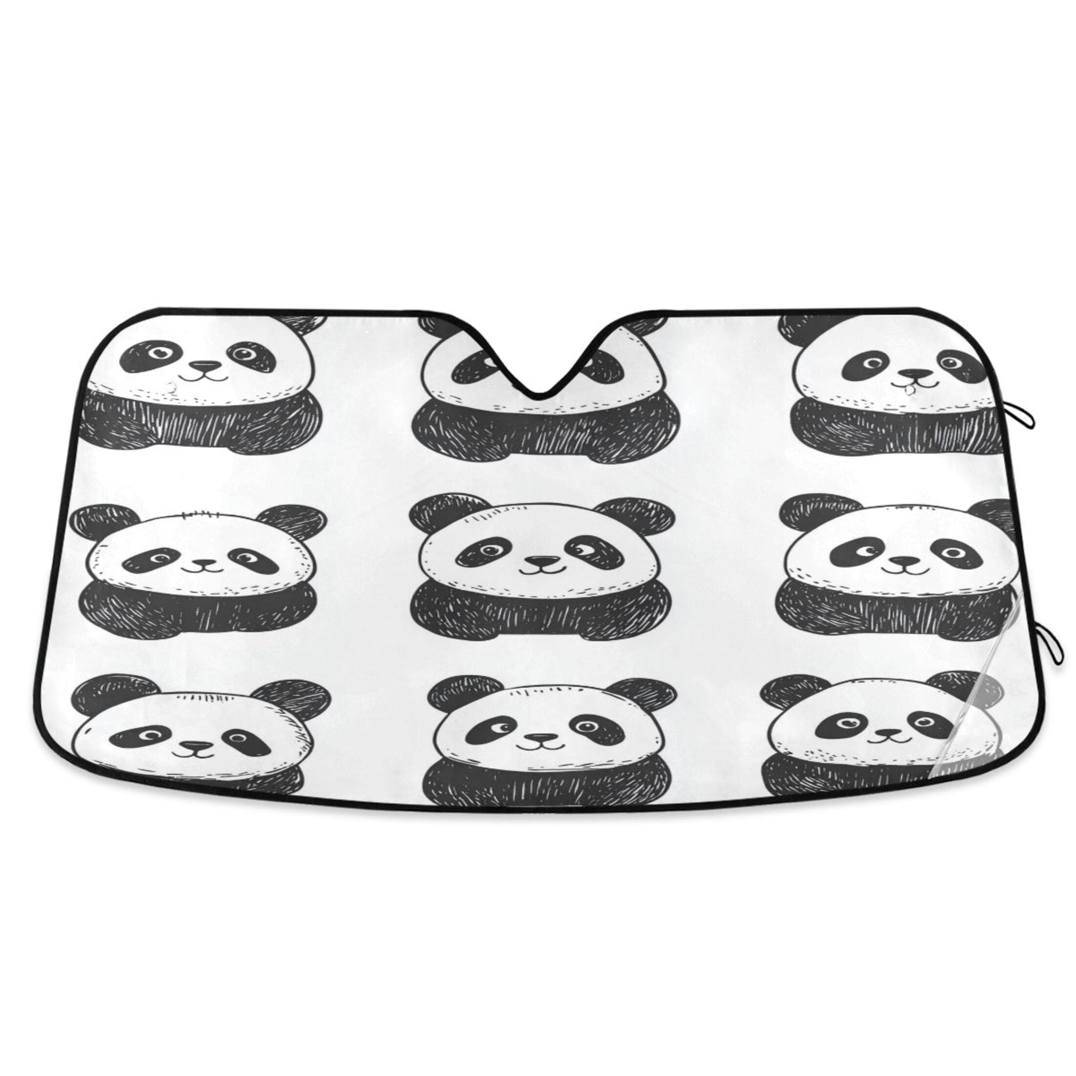 Hand Painted Cute Panda Faces Windshield Sun Shade Automobile Visor ...