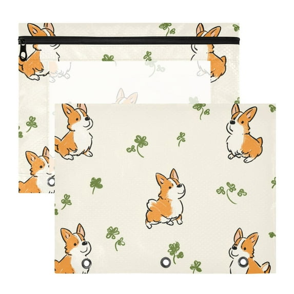 Hand Painted Dogs and Clovers 3-Ring Binder Pouches A4 Size Zipper ...
