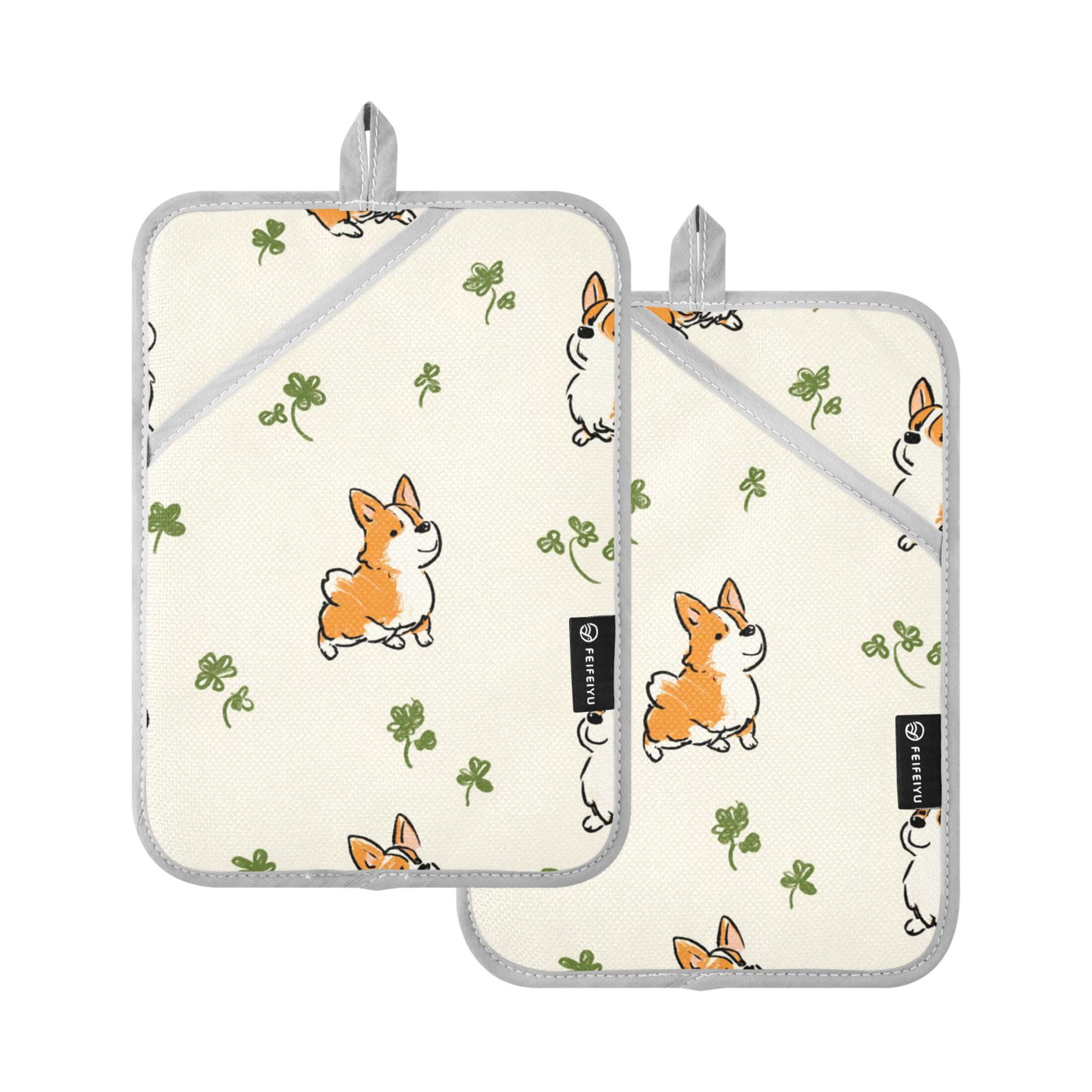 Hand Painted Dogs and Clovers Pot Holder Heat Resistant Mat Oven Hot ...