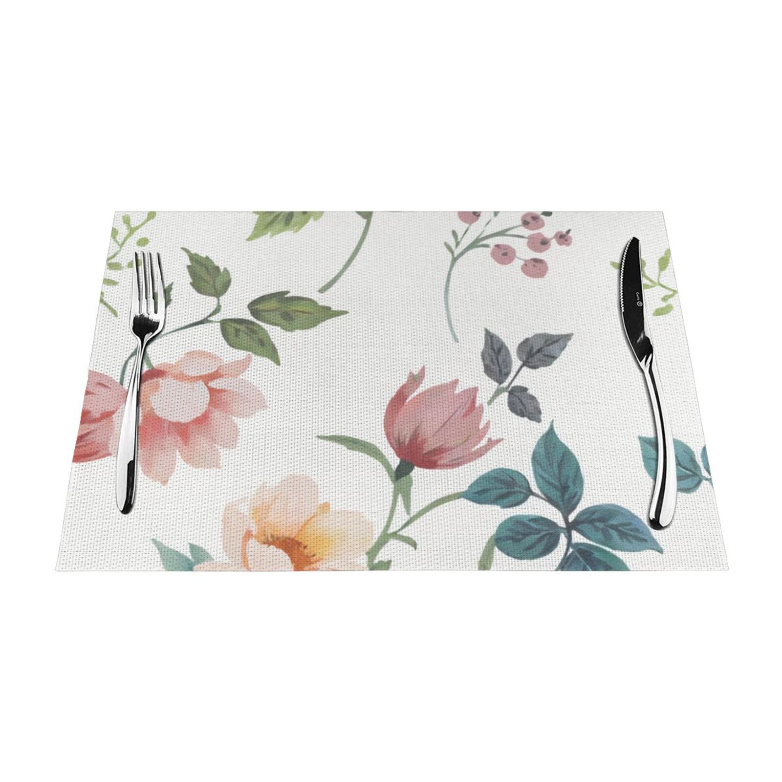 Hand-Painted Floral Print on Paper Meal mat, heat-resistant dining ...