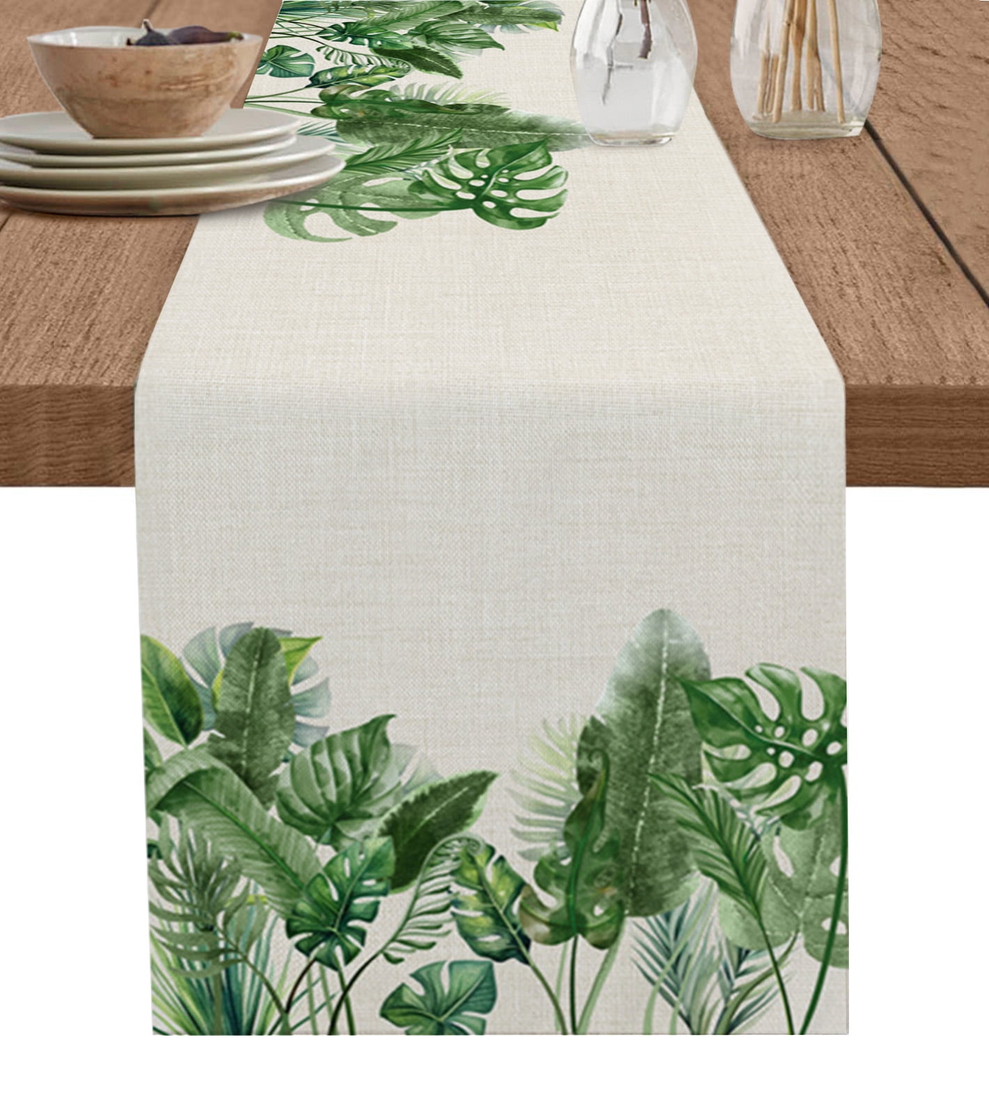 Hand-Painted Flowers And Tropical Plants Table Runner ration Home r Dinner Table ration Table r ...