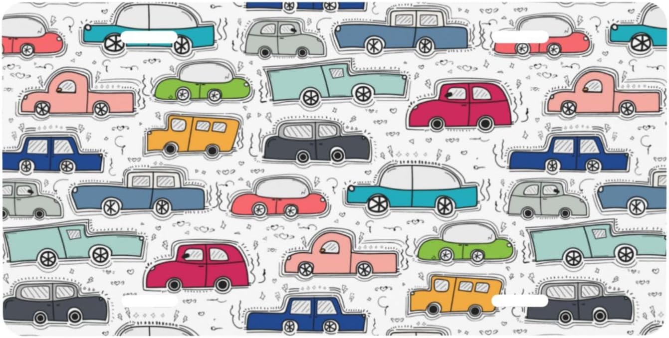 Hand Painted Graffiti Car Seamless Pattern License Plate Aluminum 6 ...