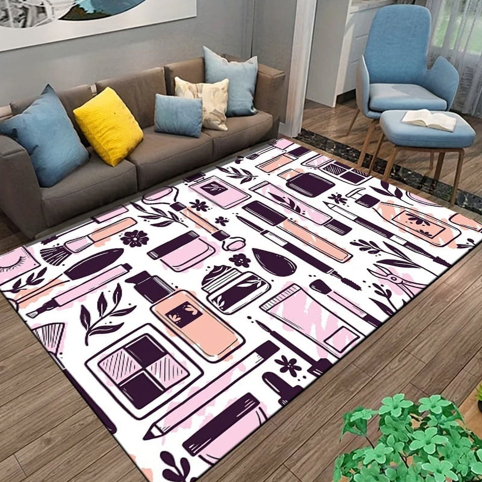Hand Painted Makeup and Cosmetics Room Rug Street Fashion Carpet for ...