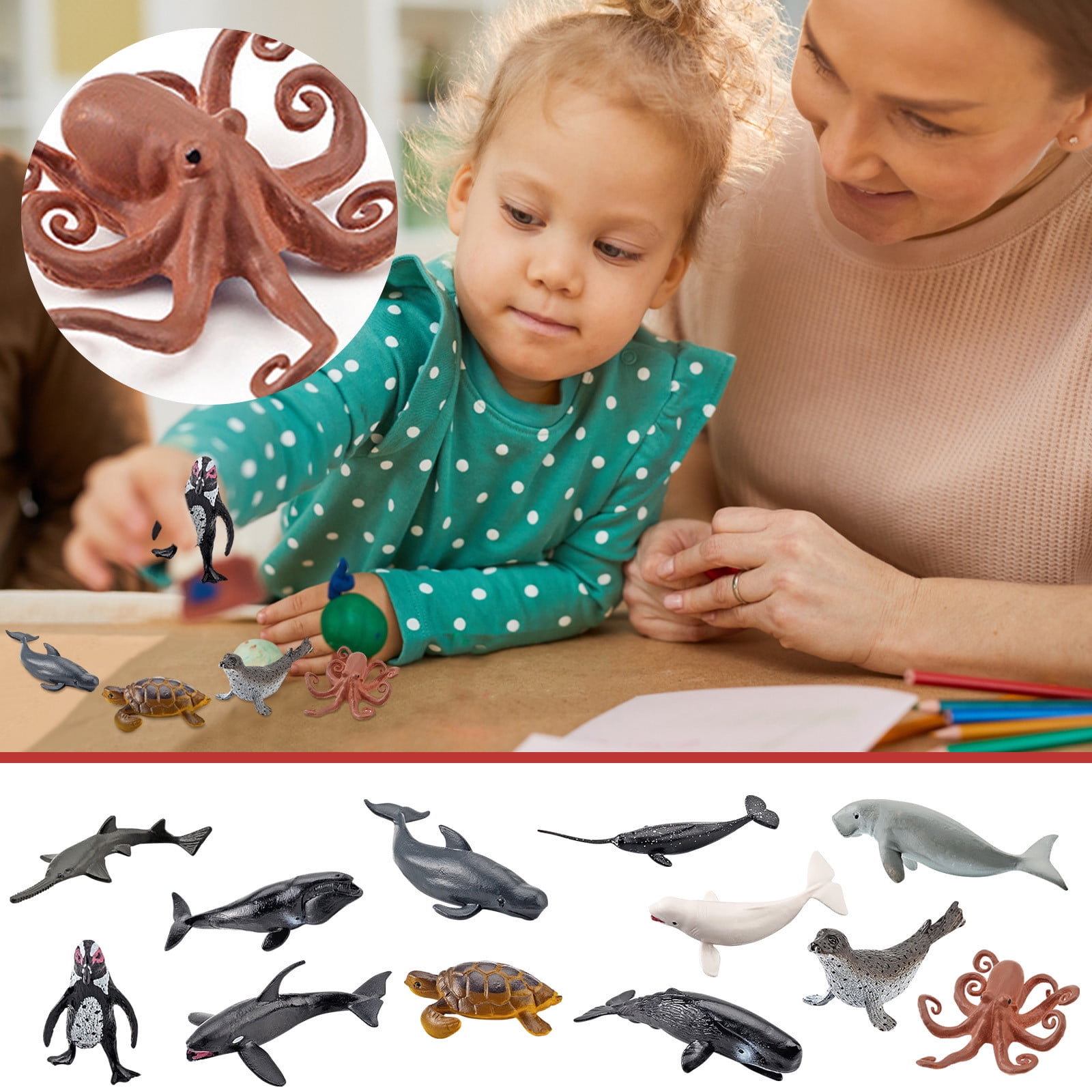 Hand-Painted Marine Life Model Toy - Realistic Plastic Ocean Animals ...