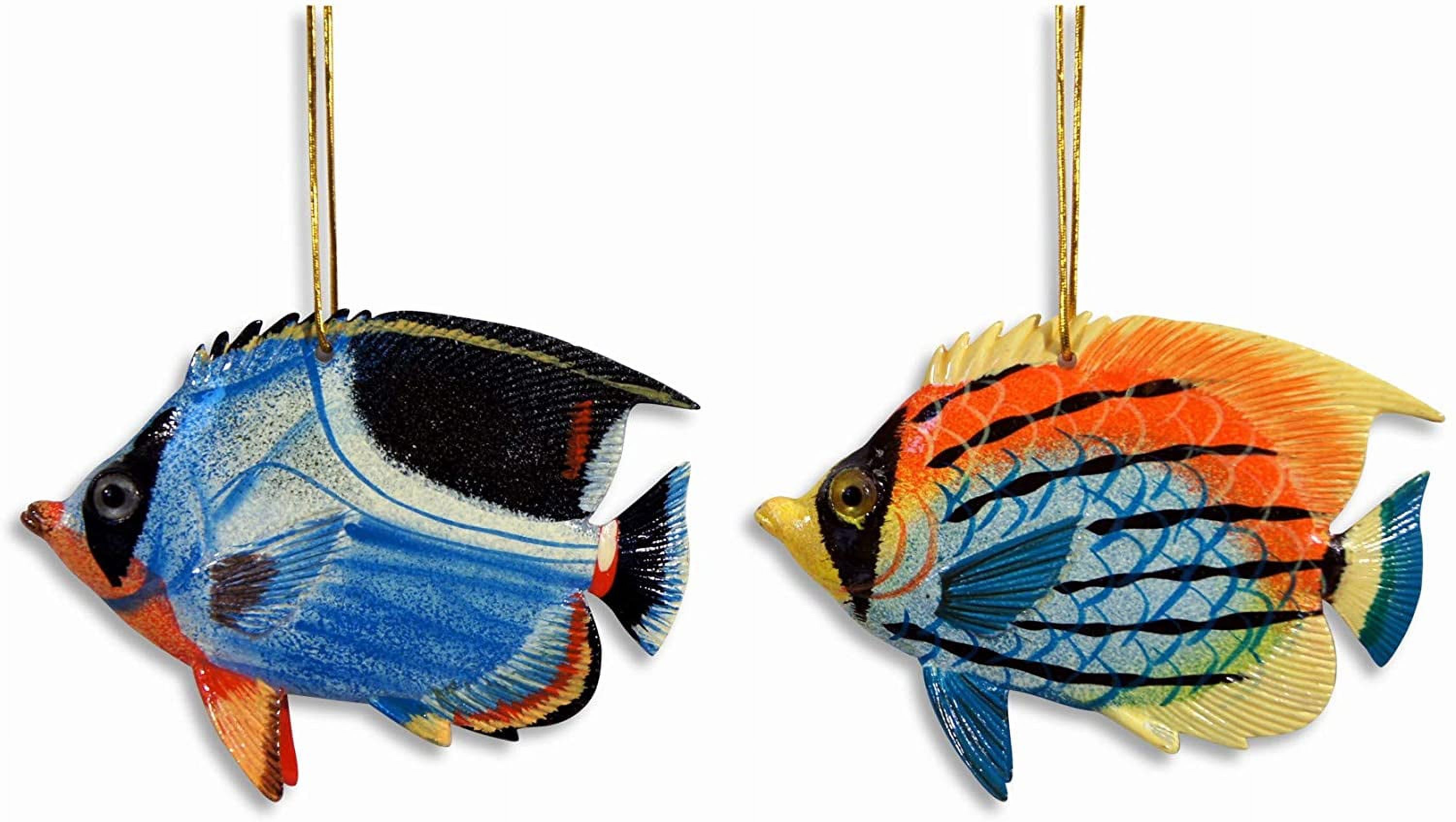Hand Painted Ocean Creature Ornament Tropical Fish 4" (Set of 2 ...