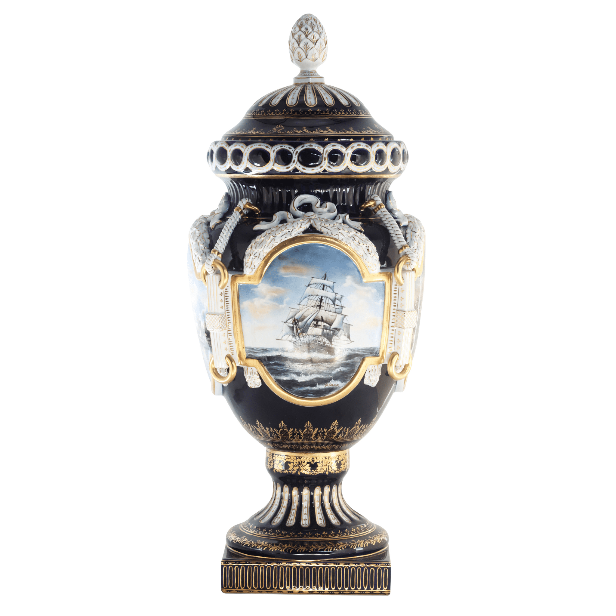 Hand Painted Rococo Style Nautical Porcelain Vase - Walmart.com