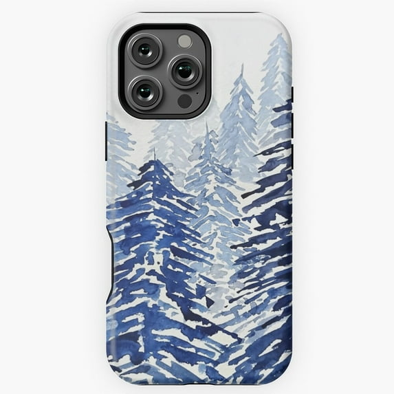 Hand Painted Snowy Pine Forest Phone Case for iPhone 11 12 13 14 15 16 ...