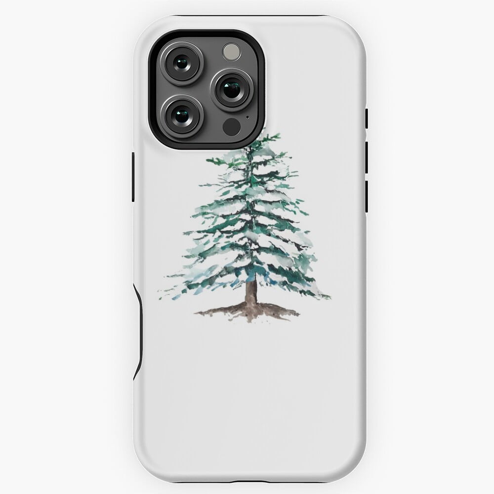 Hand Painted Snowy Pine Tree Phone Case for iPhone 11 12 13 14 15 16 17 ...