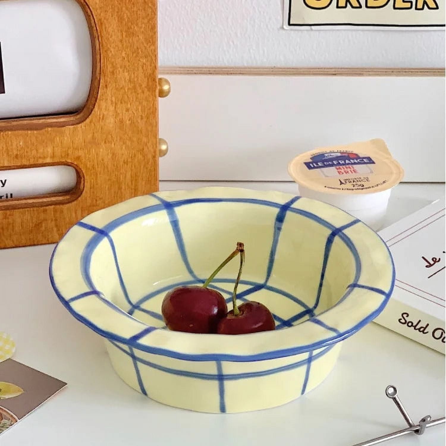 Hand Painted Straw Hat Bowl French Ceramic Yogurt Bowl Retro ...