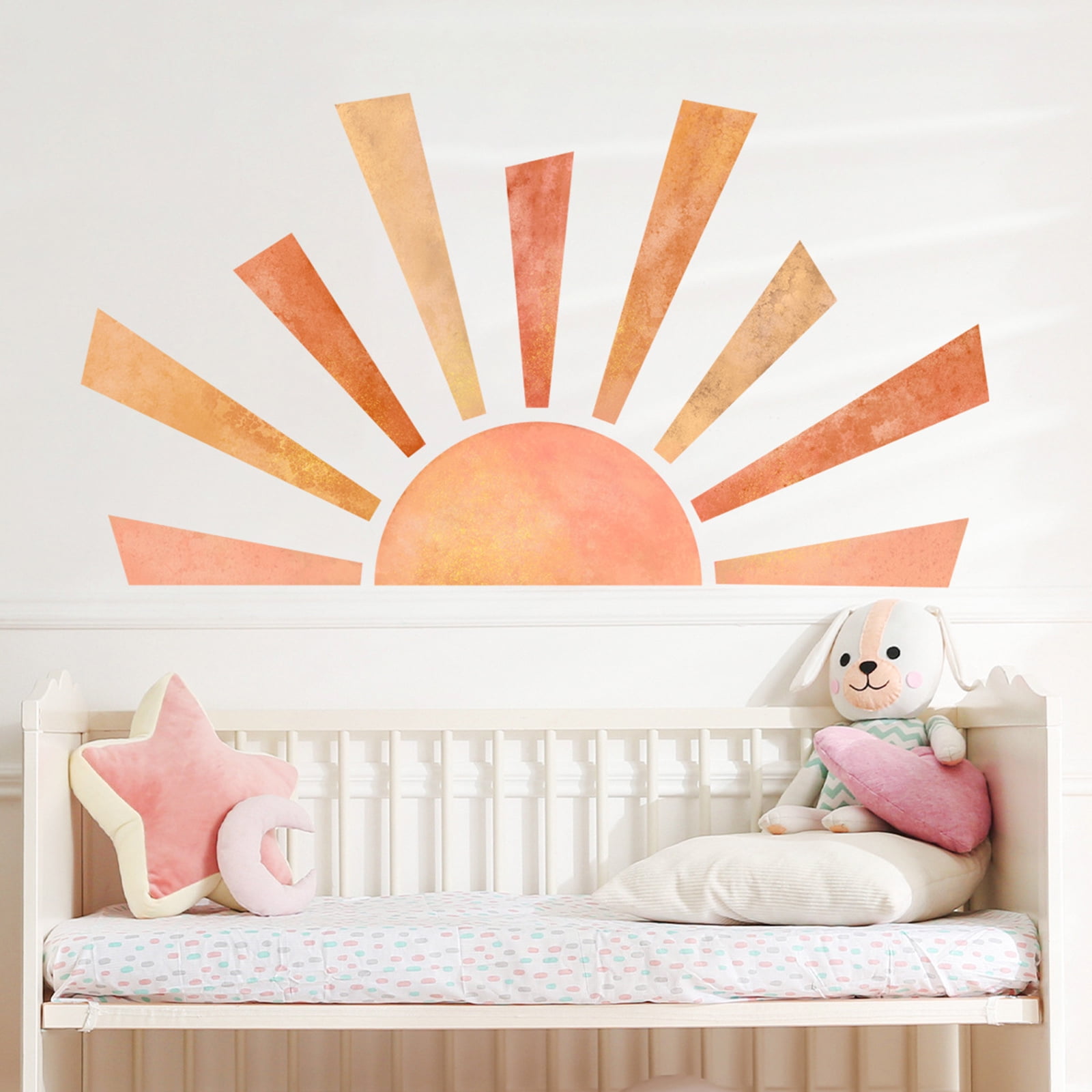 Hand-Painted Sun Wall Art, Self-Adhesive Decal for Bedroom, Living Room ...