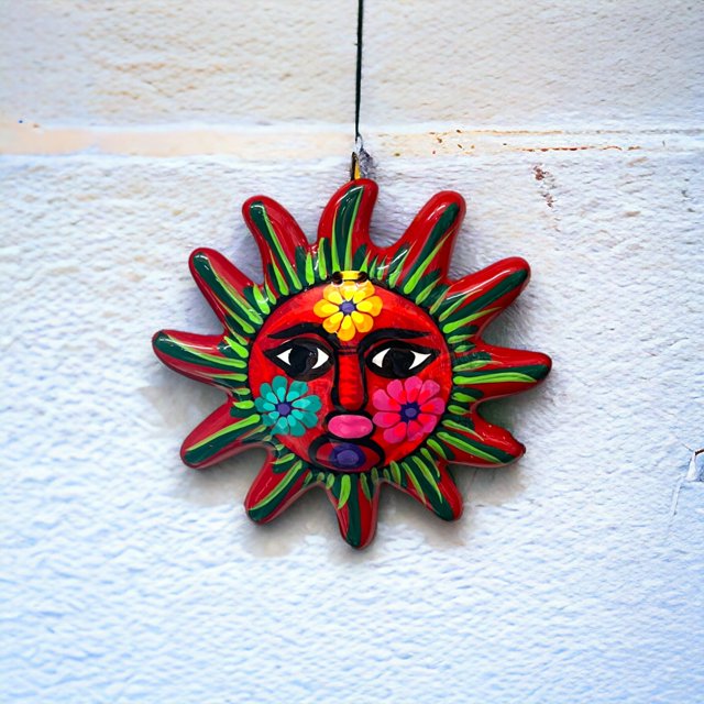 Hand-Painted Talavera Sun Wall Art | Mexican Folk Decor (Small ...
