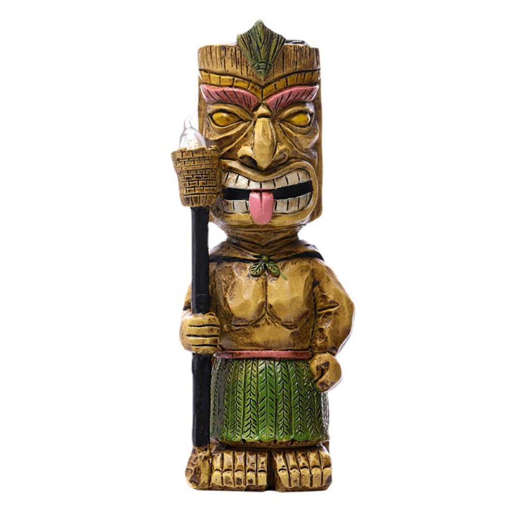 Hand-Painted Tiki Statue With Solar Panels, Perfect Outdoor Decor For A ...