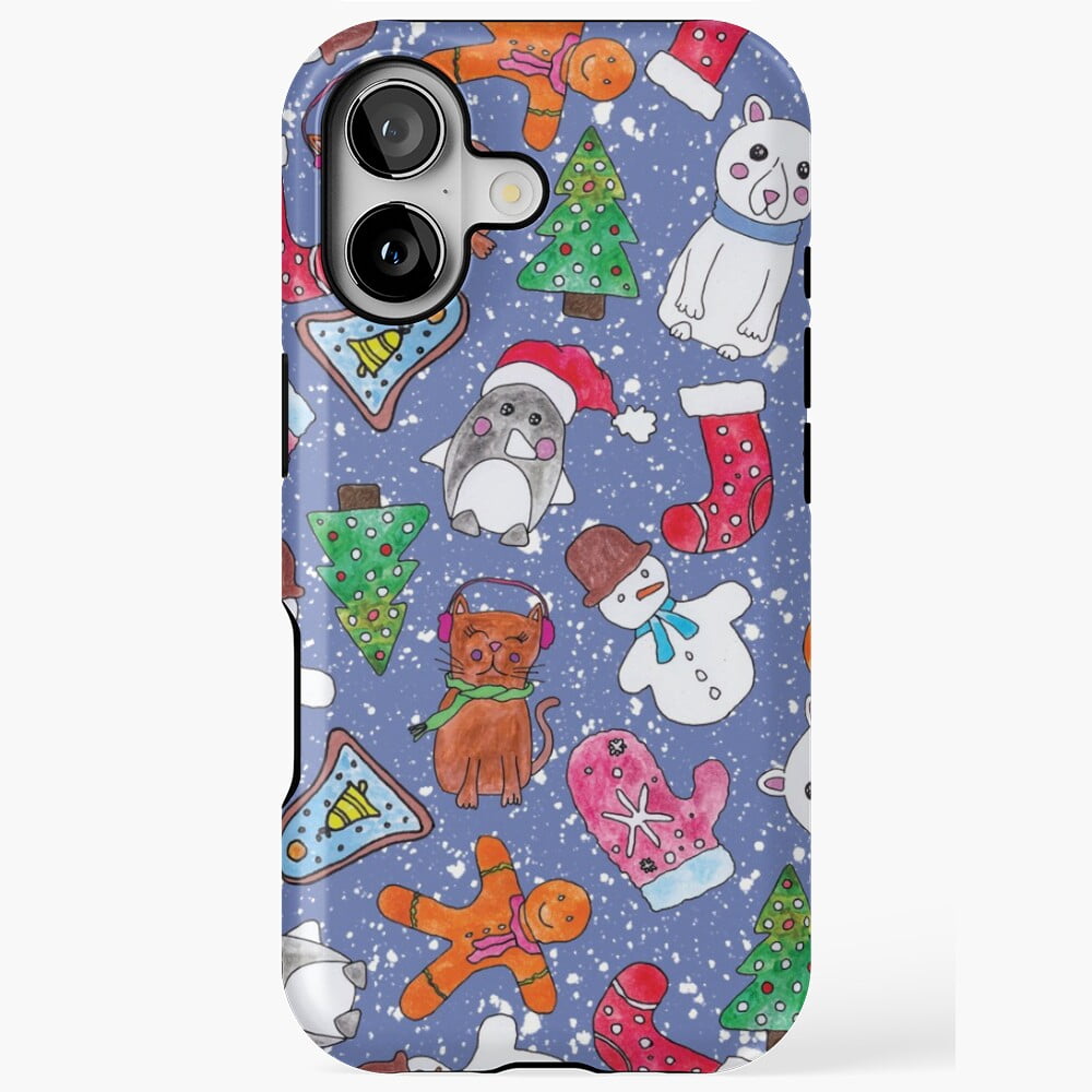 Hand Painted Watercolor Christmas Scene Phone Case 17 16 15 14 13 12 11 ...