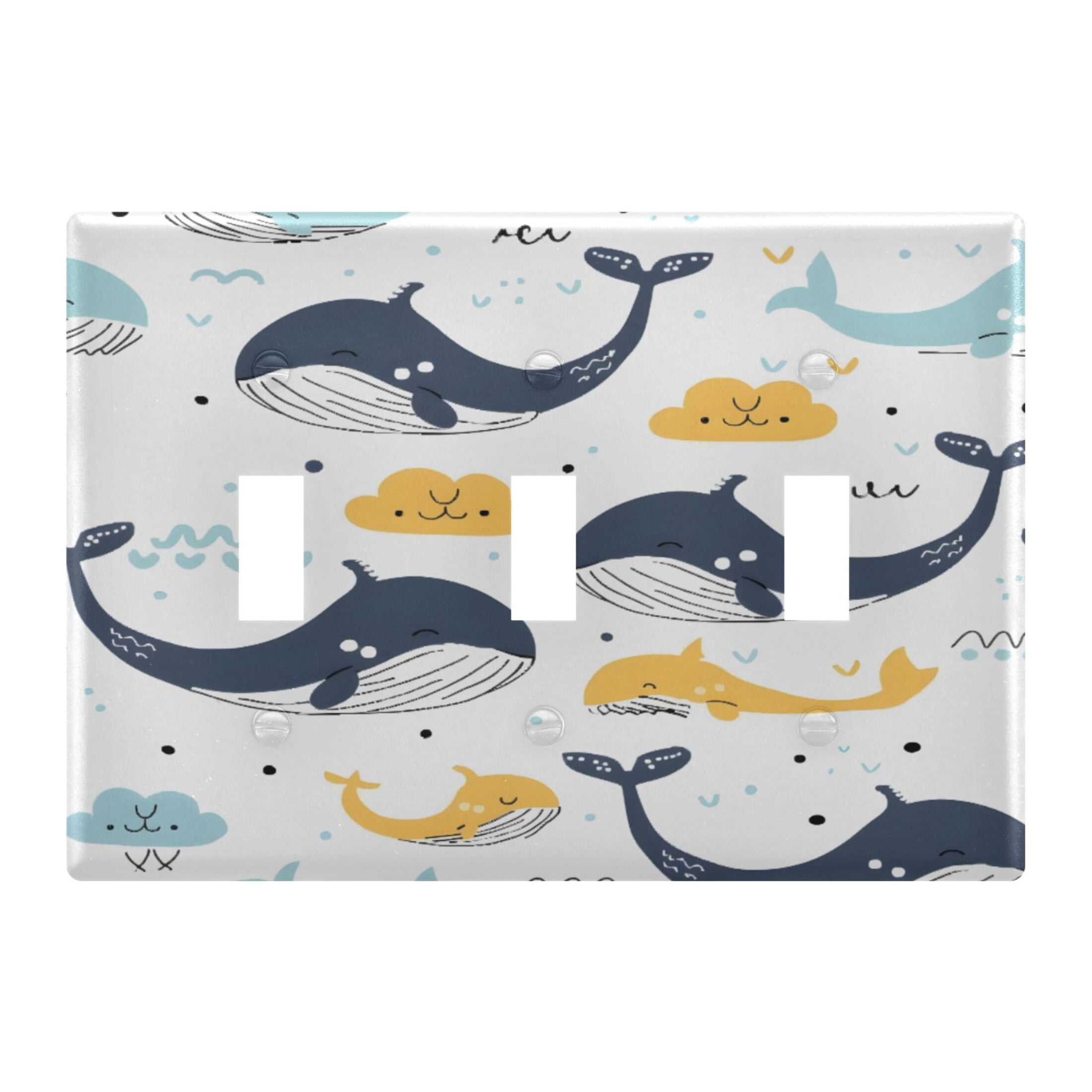 Hand Painted Whales Clouds Waves Light Switch Cover Electrical Outlet ...