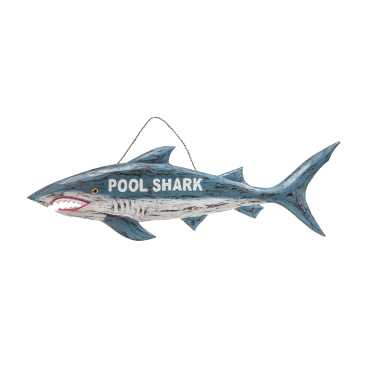 Hand Painted Wooden Pool Shark Wall Sign - Walmart.com
