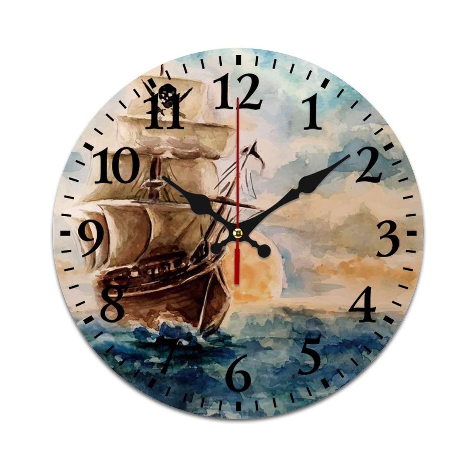 Hand Painting The Pirate Ship Wall Clock Modern Design Clocks Wall ...