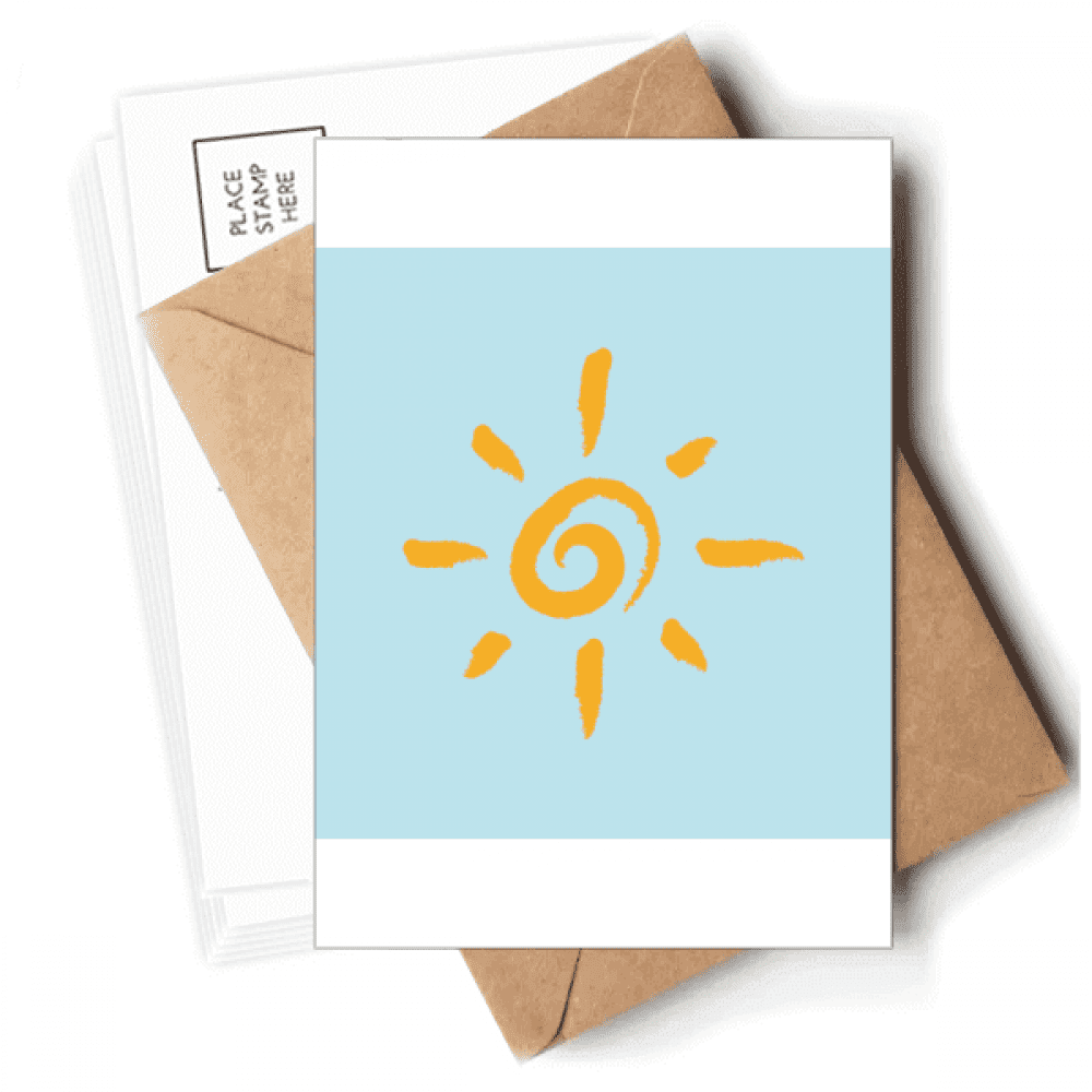 Hand Painting Yellow Sun Sunshine Postcards Envelopes Blank Note Cards ...