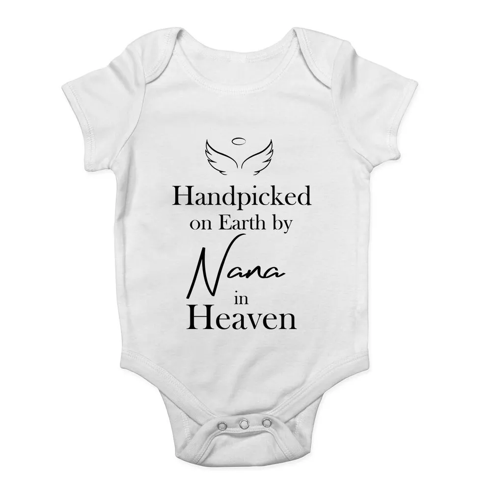 Hand Pick By My Nana In Heaven Baby Grow Vest Bodysuit Boys Girls Cute ...
