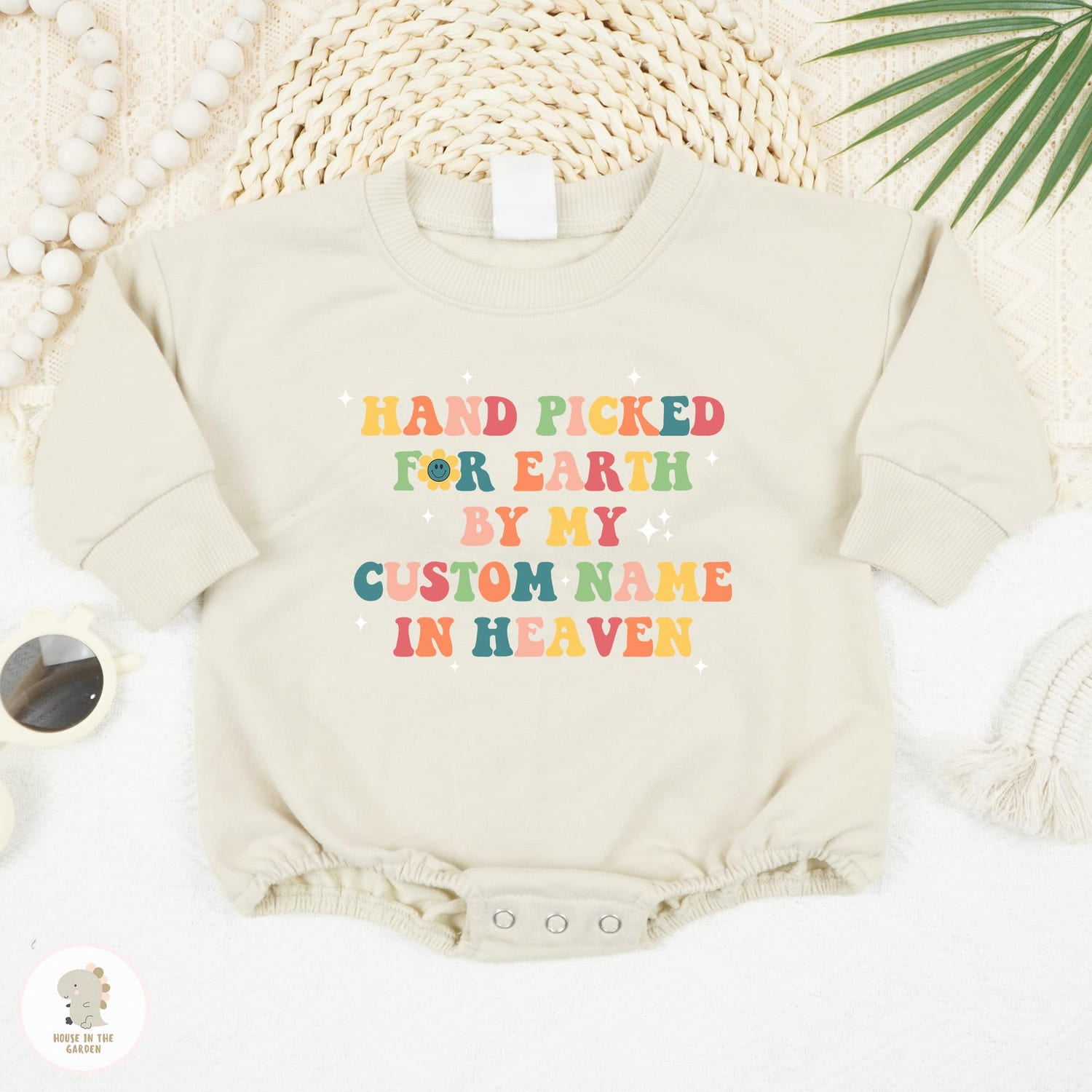 Hand Picked For Earth By My [Custom Name] In Heaven Baby Romper, Loving Memory Outfit, Family ...