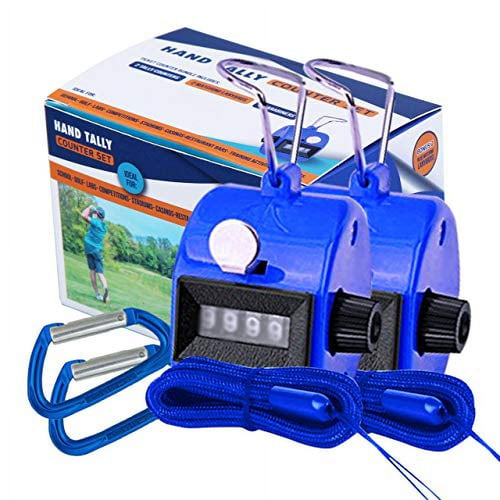 Budgetizer Corp Hand Pitch Tally Counter Clicker, 2 Pack, Blue, 4 Digit ...