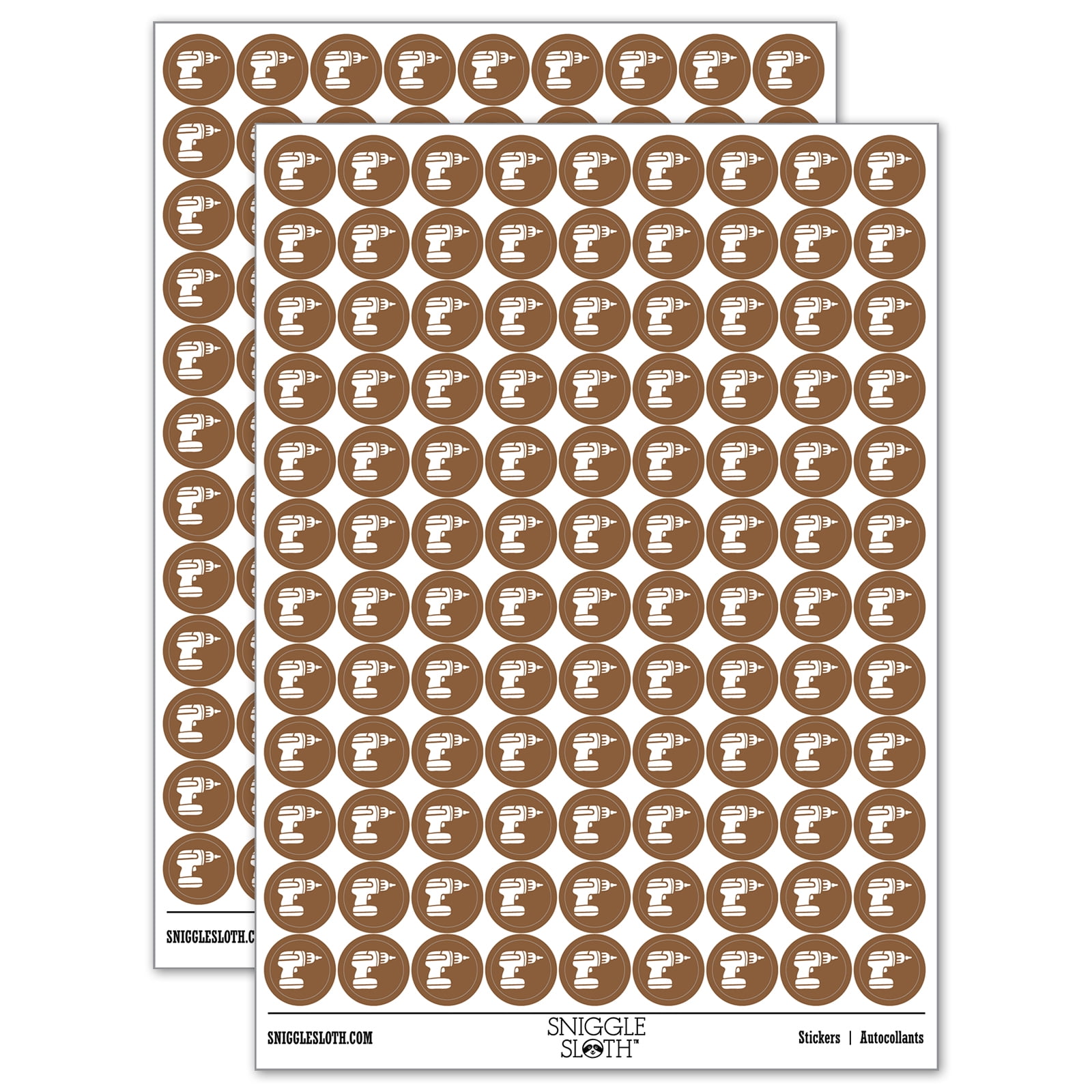 Hand Power Drill Craftsman Tool 200+ Round Stickers - Brown - Matte ...