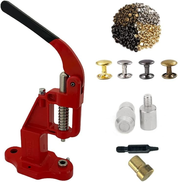 Hand Press with 1000 Sets of Iron 9mm Double Capped Rivets with Dies ...