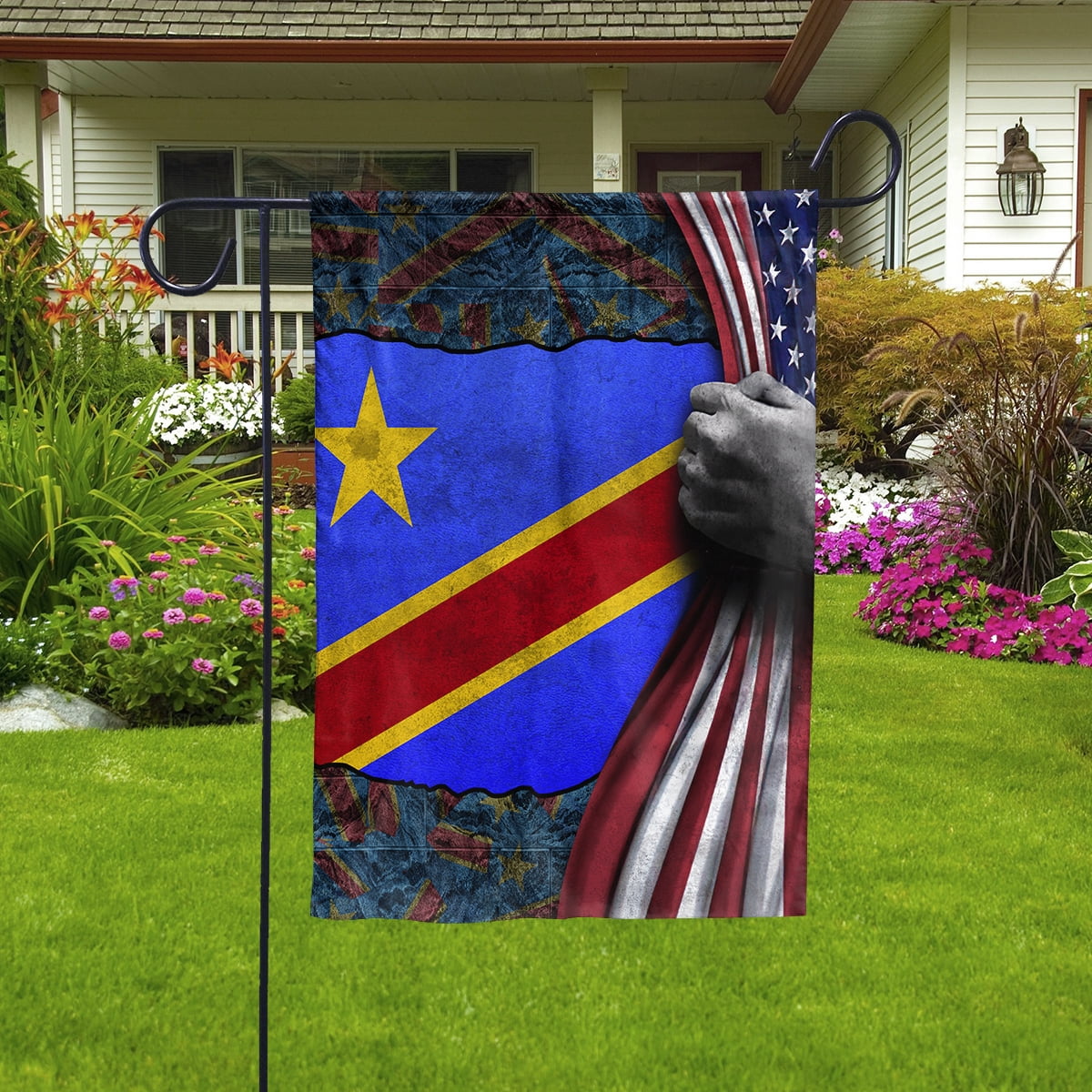 Hand Pulling American Flag Democratic Congo American Flag Congolese ...