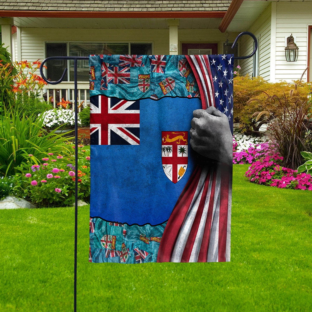 Hand Pulling American Flag Fiji American Flag Fijian Root Patriot ...