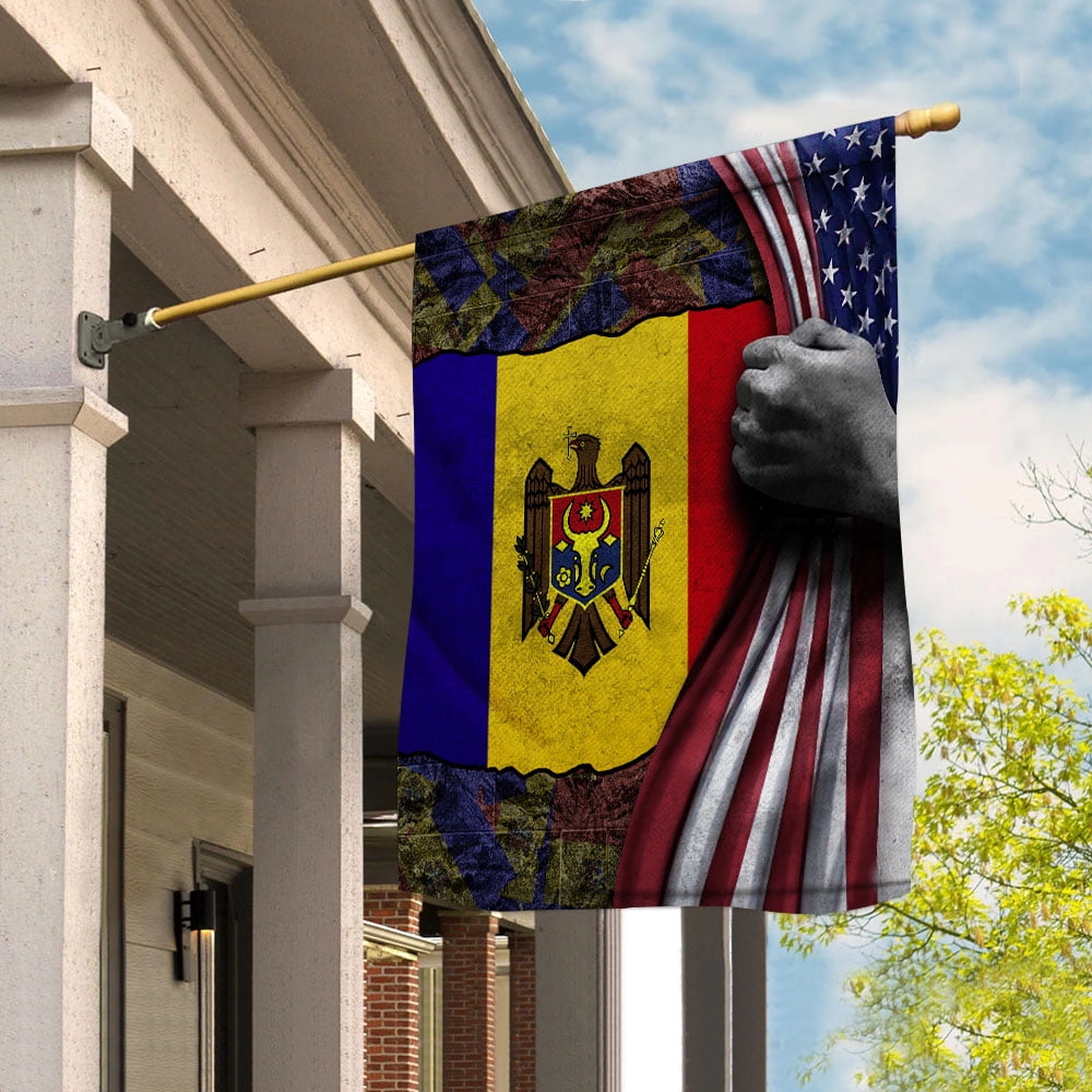 Hand Pulling American Flag Moldova American Flag Moldovan Root Patriot ...