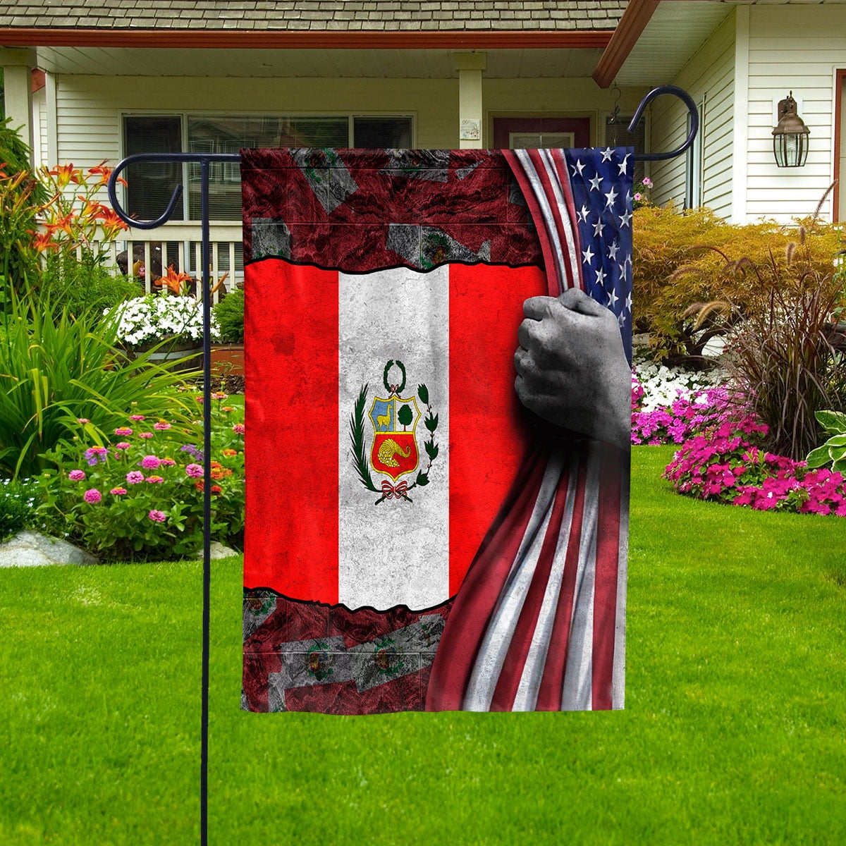 Hand Pulling American Flag Peru American Flag Peruvian Root Patriot ...