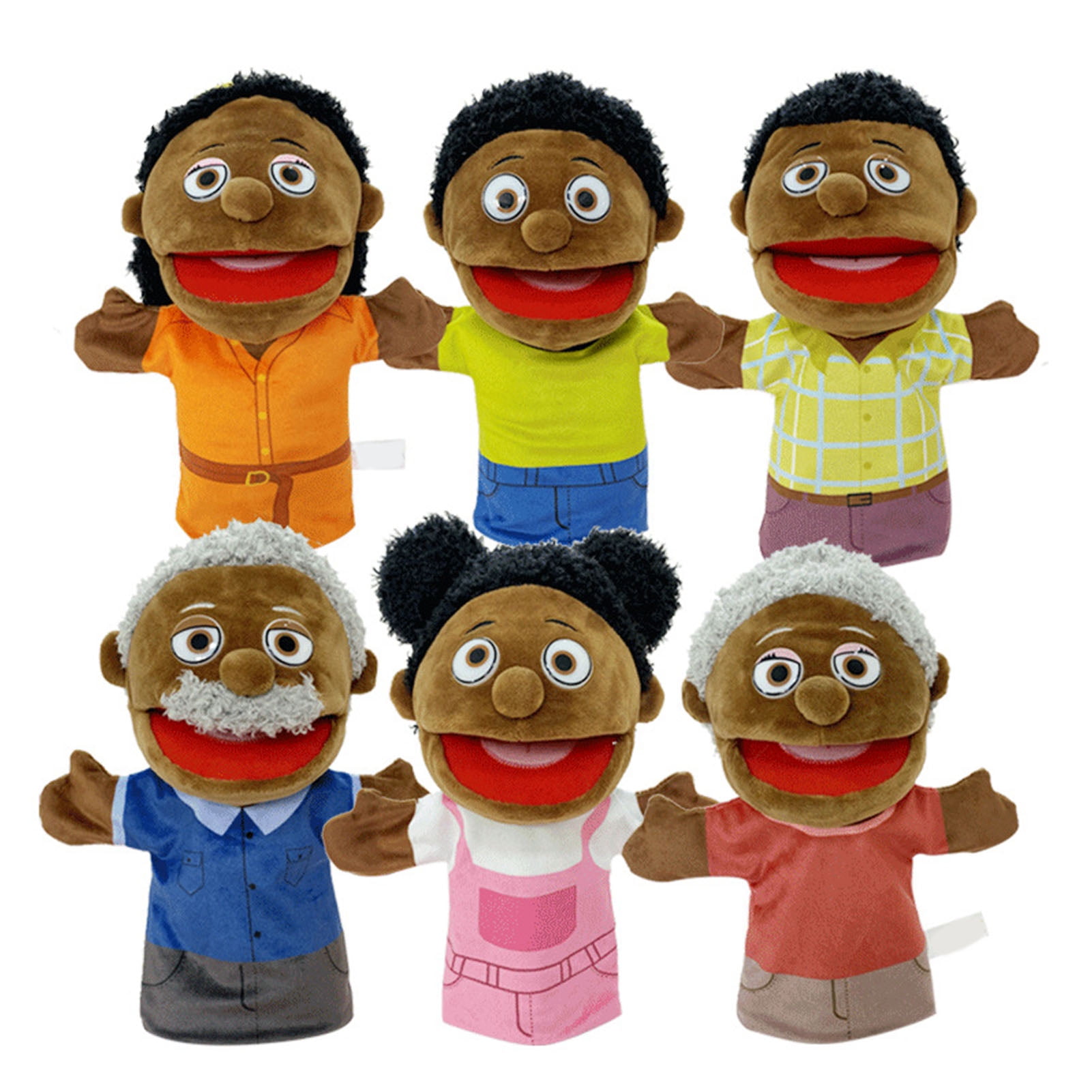 Hand Puppet Doll Black African Grandparents Parents Son Daughter Family ...