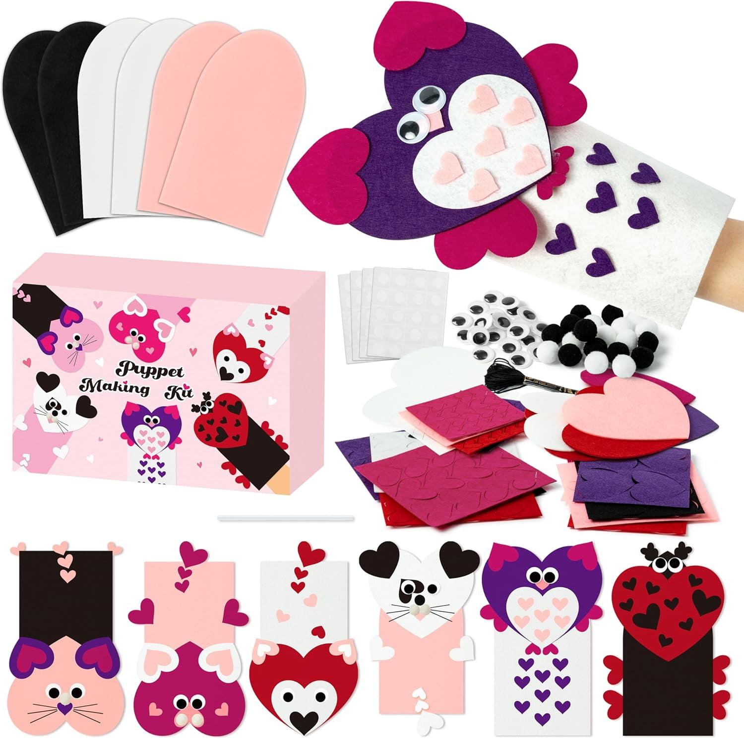 Hand Puppet Making Kit, Art Craft Felt Sock Puppet Toys, Creative DIY ...