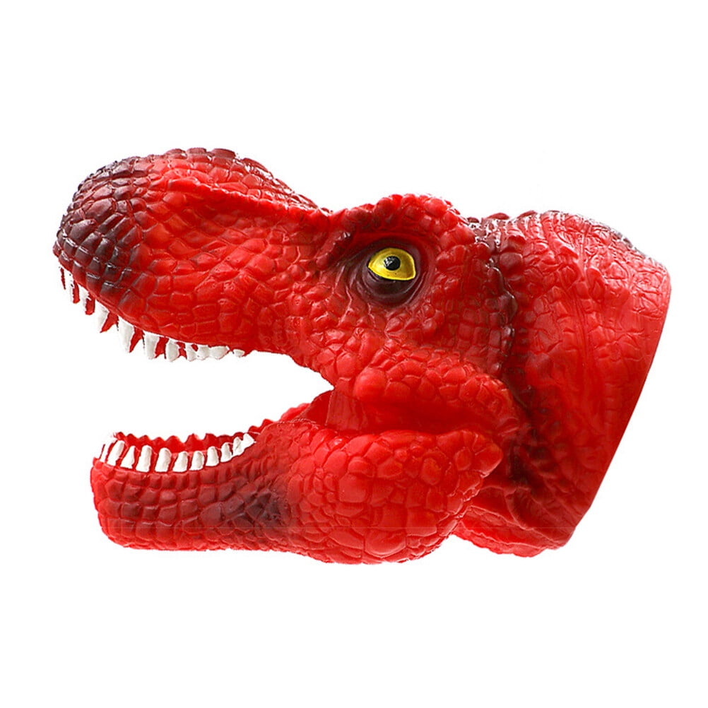 Realistic Red Tyrannosaurus Dinosaur Hand Puppet Silicone Toy for Kids ...