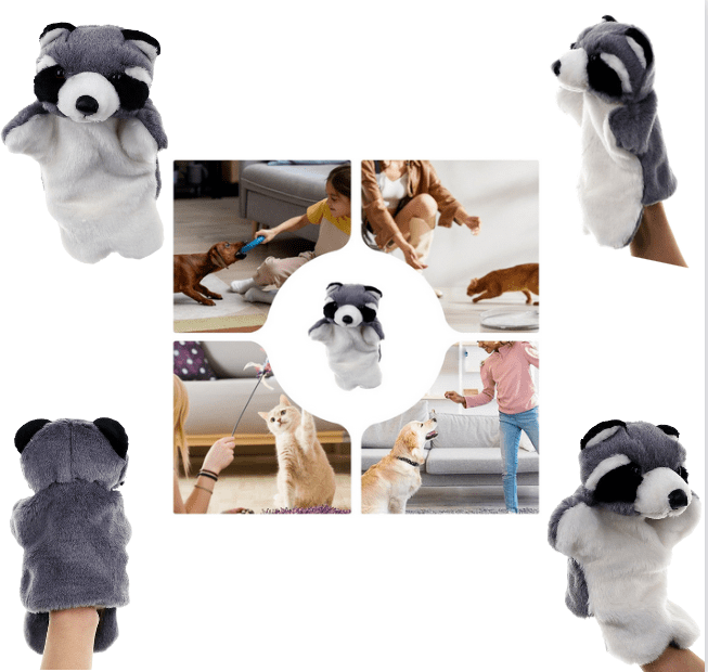 Hand Puppets for Cats - Wrestling Raccoon Toy Hand Puppet, Tough Padded ...