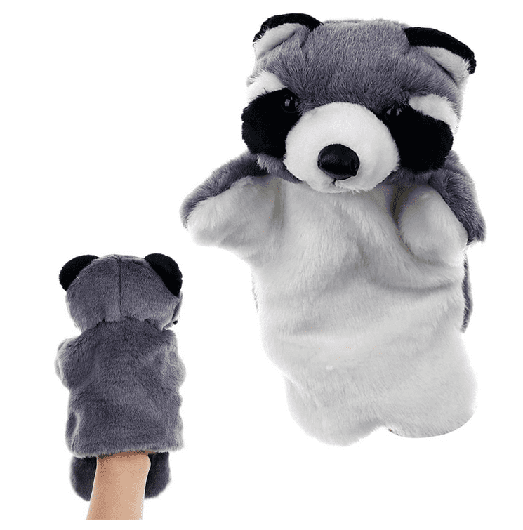 Hand Puppets Plush Raccoon Stuffed Animals Toys Imaginative Pretend ...