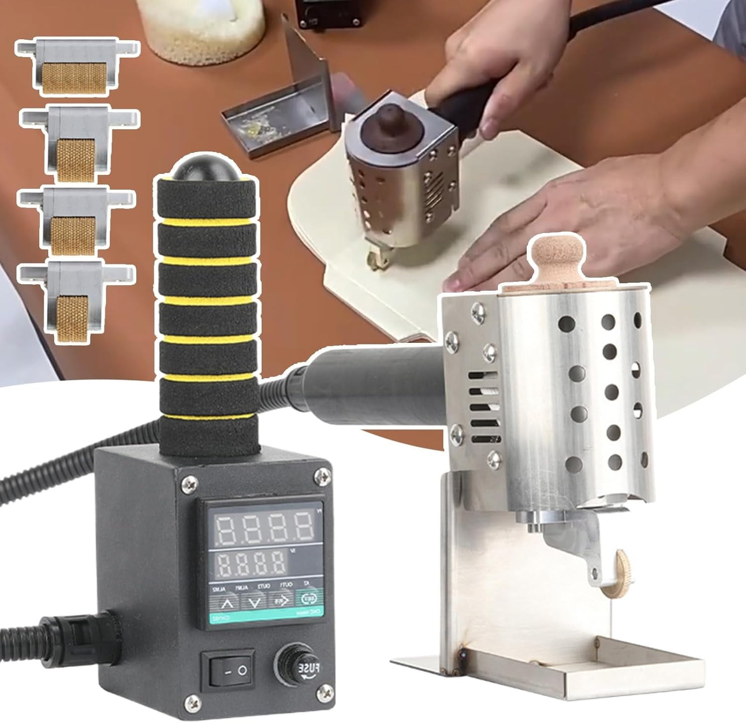 Hand Push Hot Melt Glue Roller Machine with 4 Size Glue Heads ...
