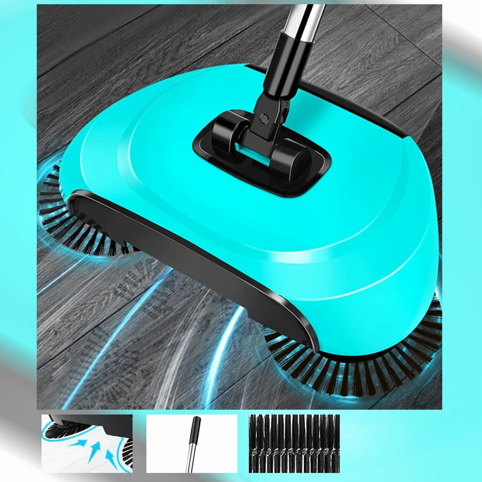 Hand Push Sweeper Spinning Broom with Long Handle, Efficient Hand ...