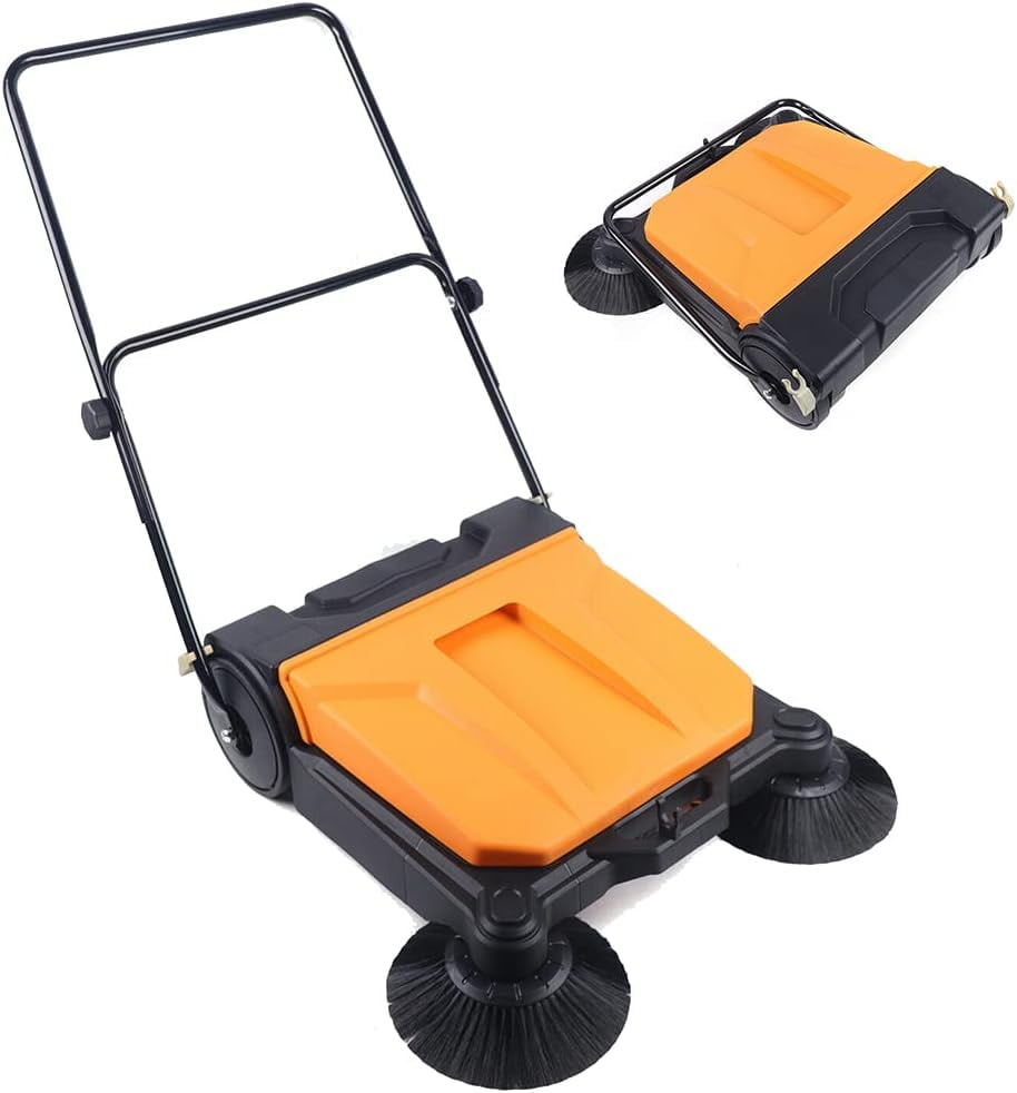 Hand-Push Sweeping Brush, 26 Inch Industrial Manual Push Sweeper Walk ...