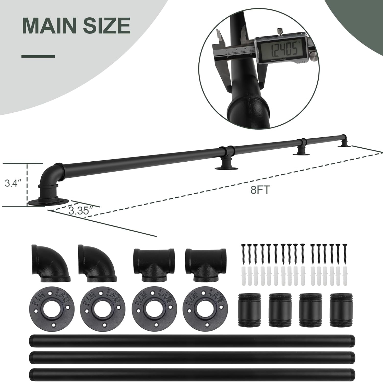 Hand Rails for Indoor Stairs, 8FT Metal Stair Railing Indoor, Dia. 1.24 ...