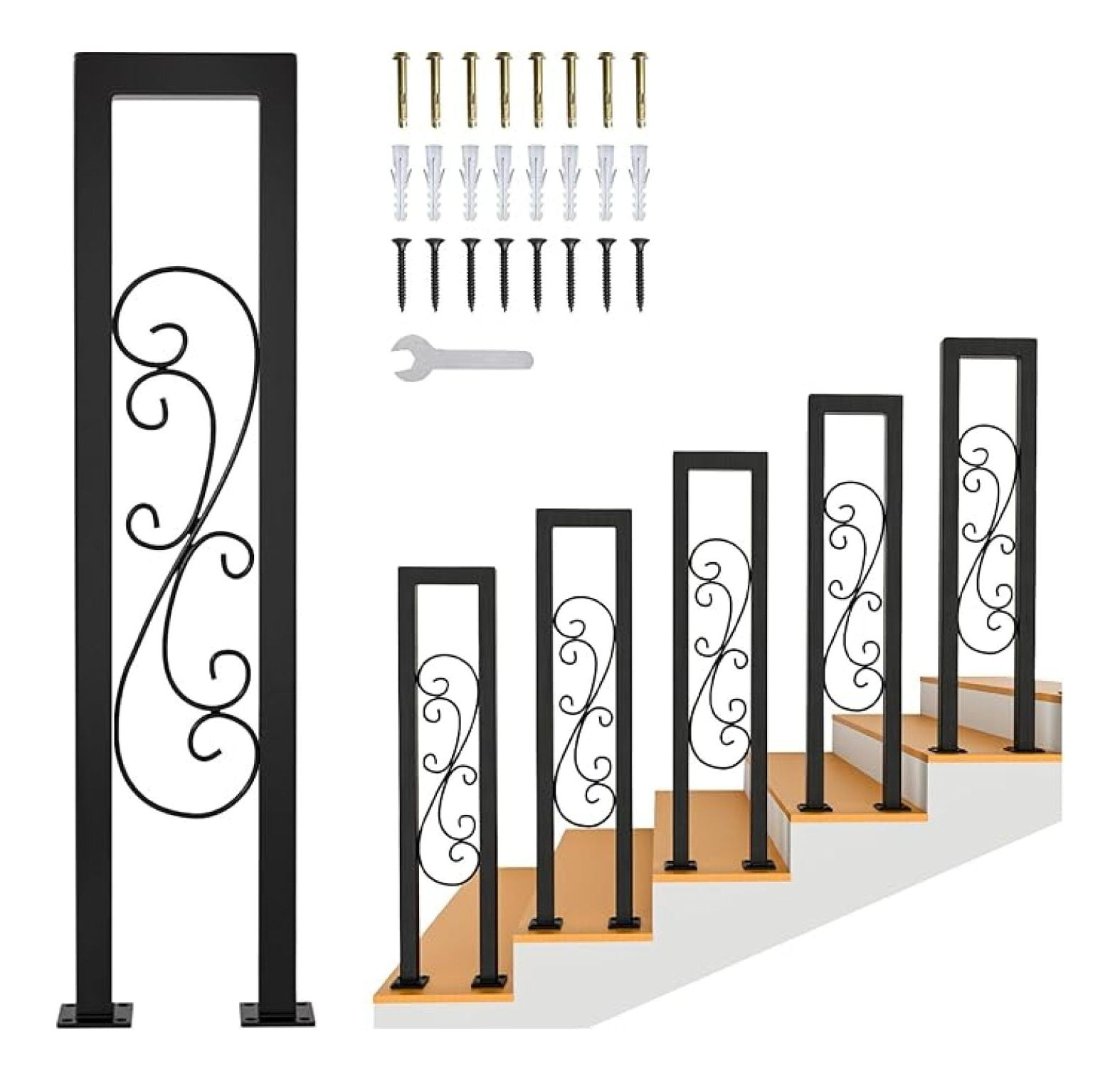 Hand Rails for Indoor Stairs, Modern U Shaped Handrails with S Scroll ...