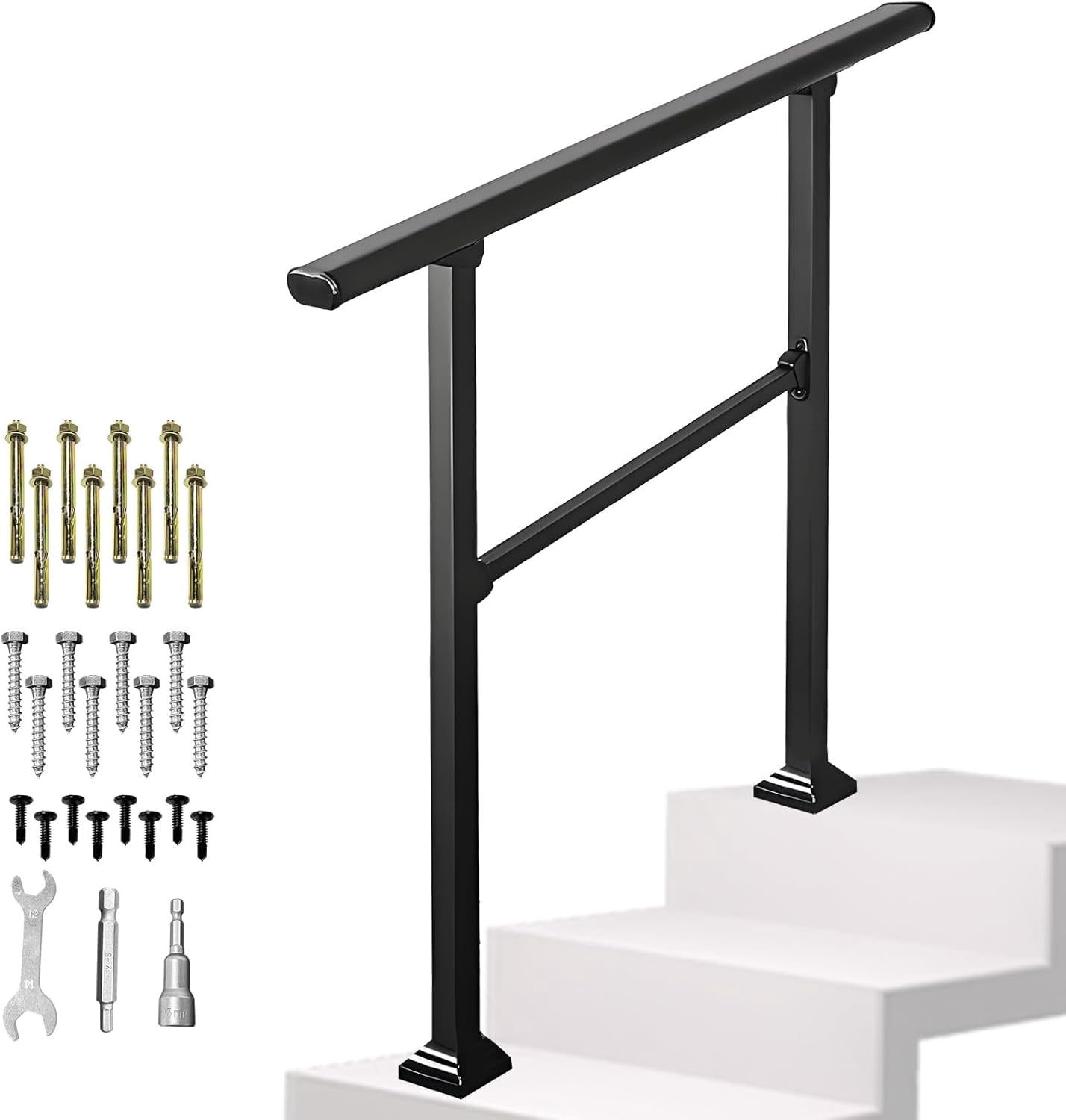 Hand Rails for Outdoor Steps, 2-3 Step Stair Railing for Outdoor ...