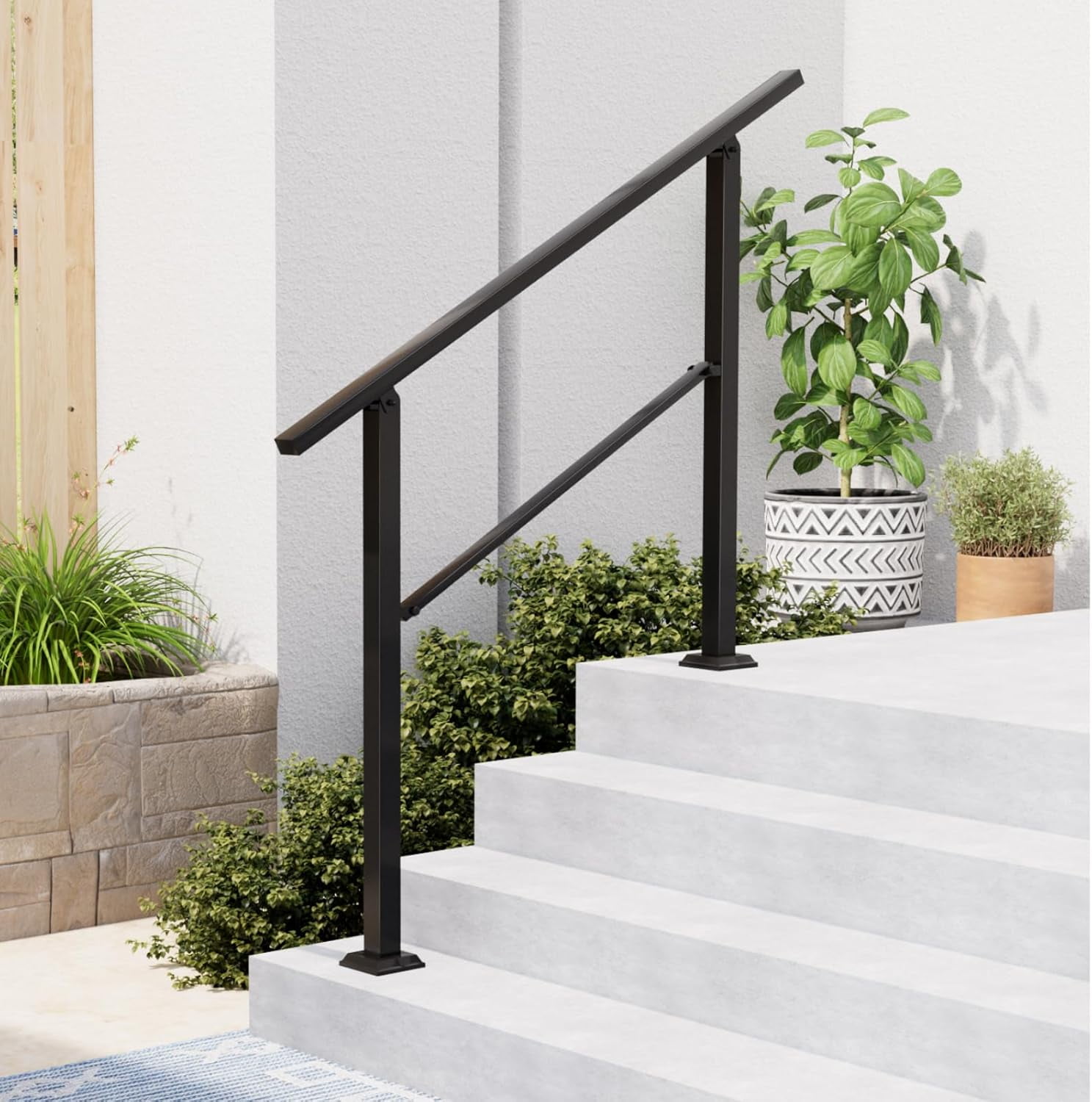 Hand Rails for Outdoor Steps,3-4 Step Railing for Stairs,Adjustable ...