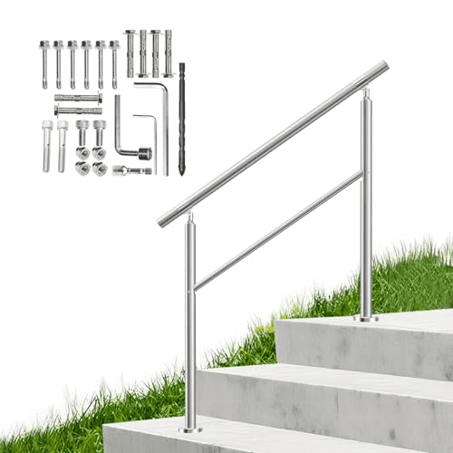 Hand Rails for Outdoor Steps, 3 Step Handrail Stair Railing with ...