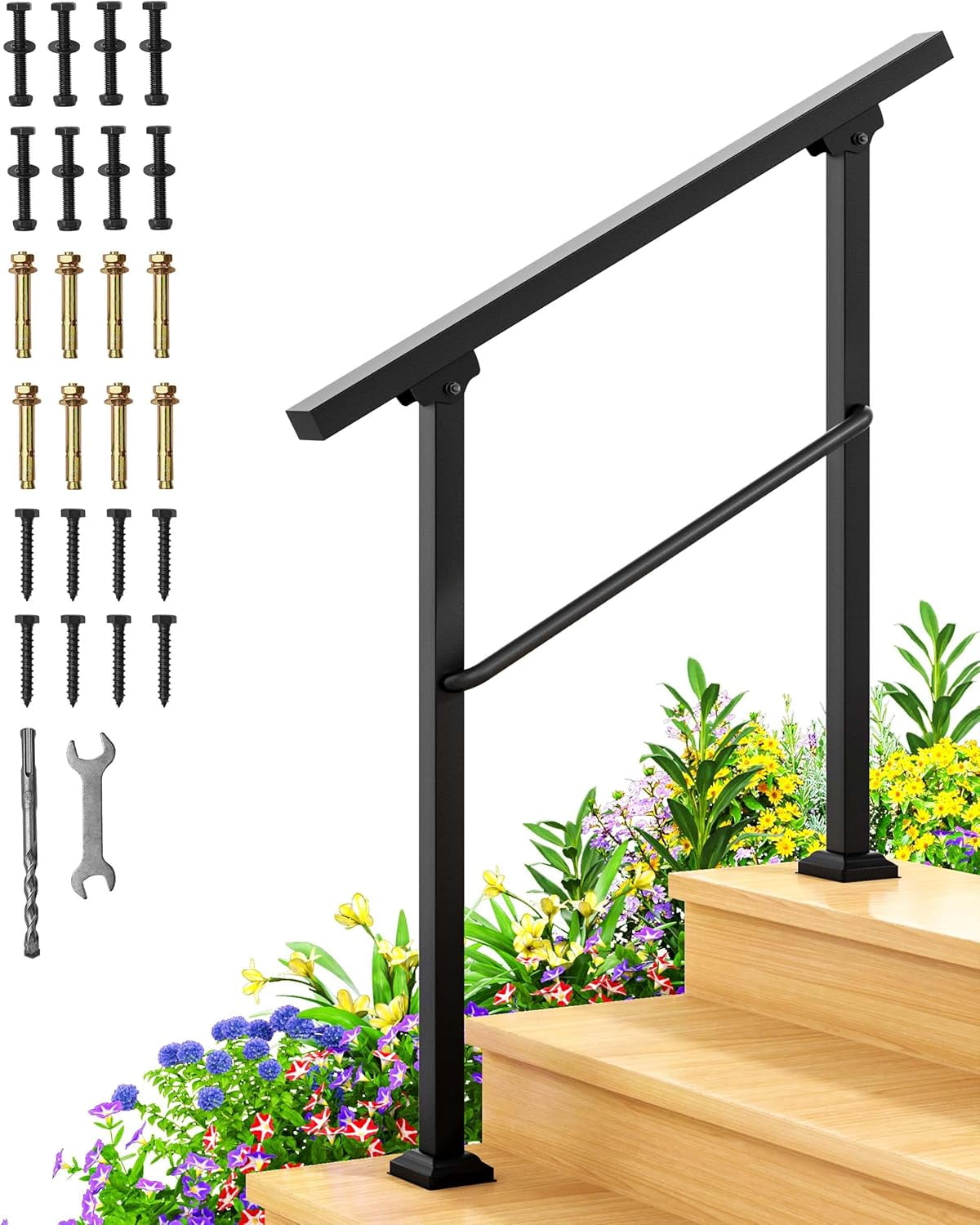 Hand Rails for Outdoor Steps - 3 Step Handrail, Stair Railing Indoor ...