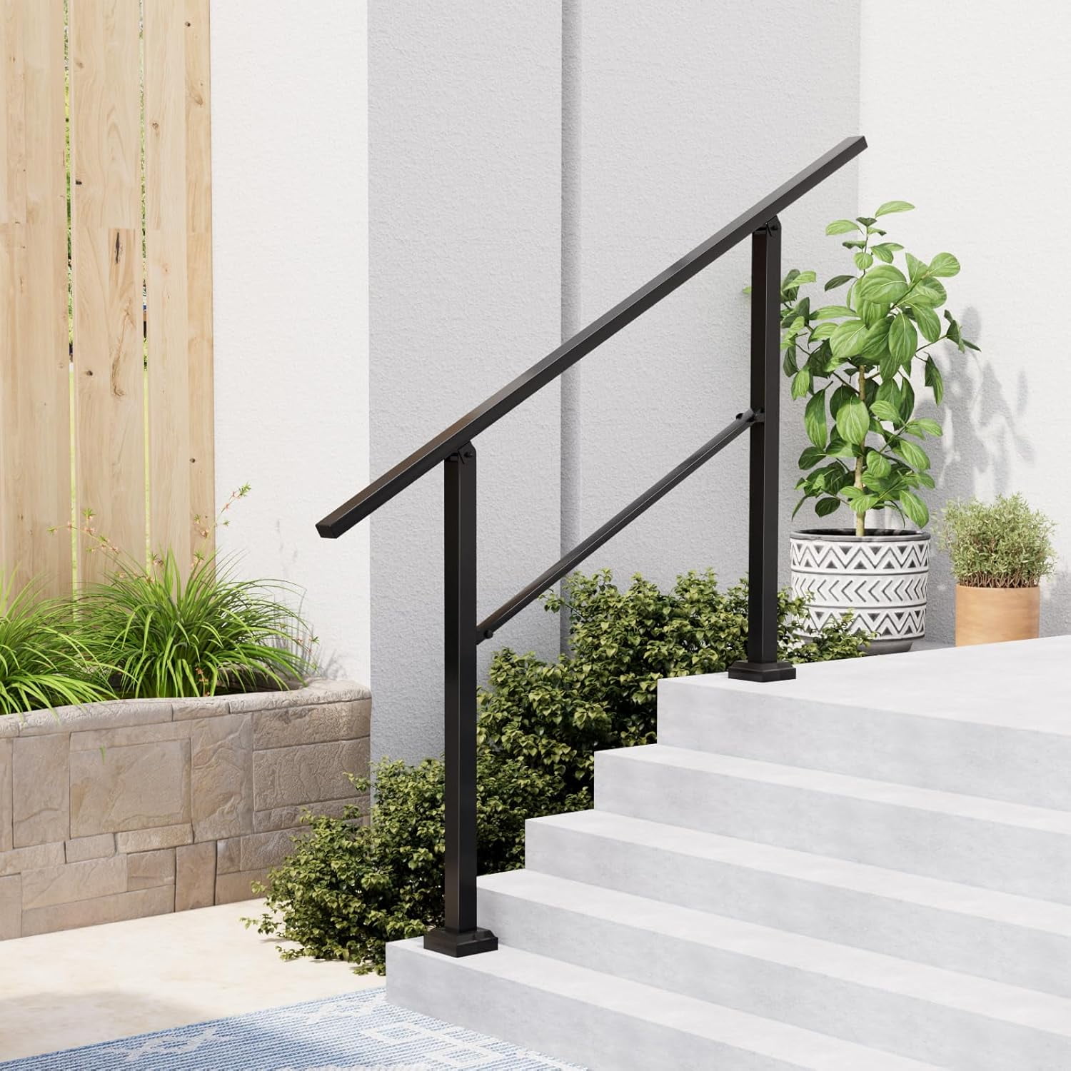 Hand Rails for Outdoor Steps,4-5 Step Railing for Stairs,Adjustable ...