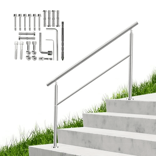 Hand Rails for Outdoor Steps, 4 Step Handrail Stair Railing with ...